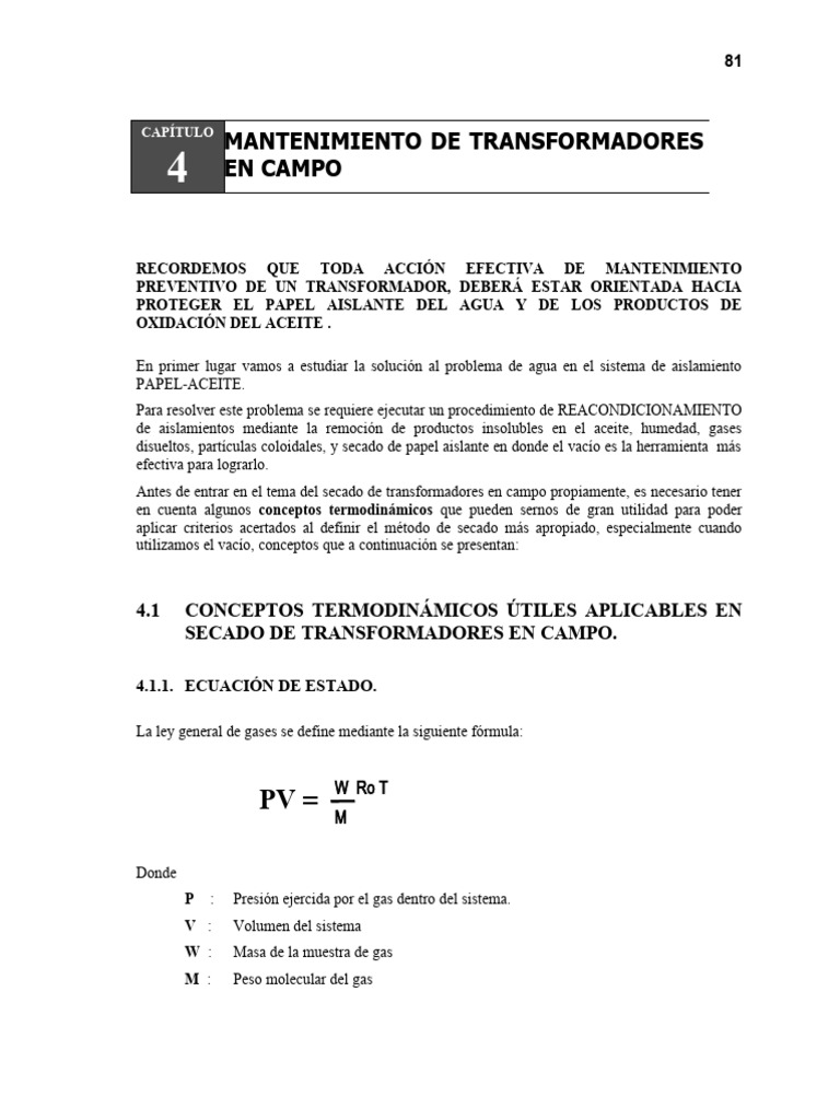 5 CAP4-CAP4.2 / Mantenimiento A Transformadores | PDF | Gases | Numero Reynolds