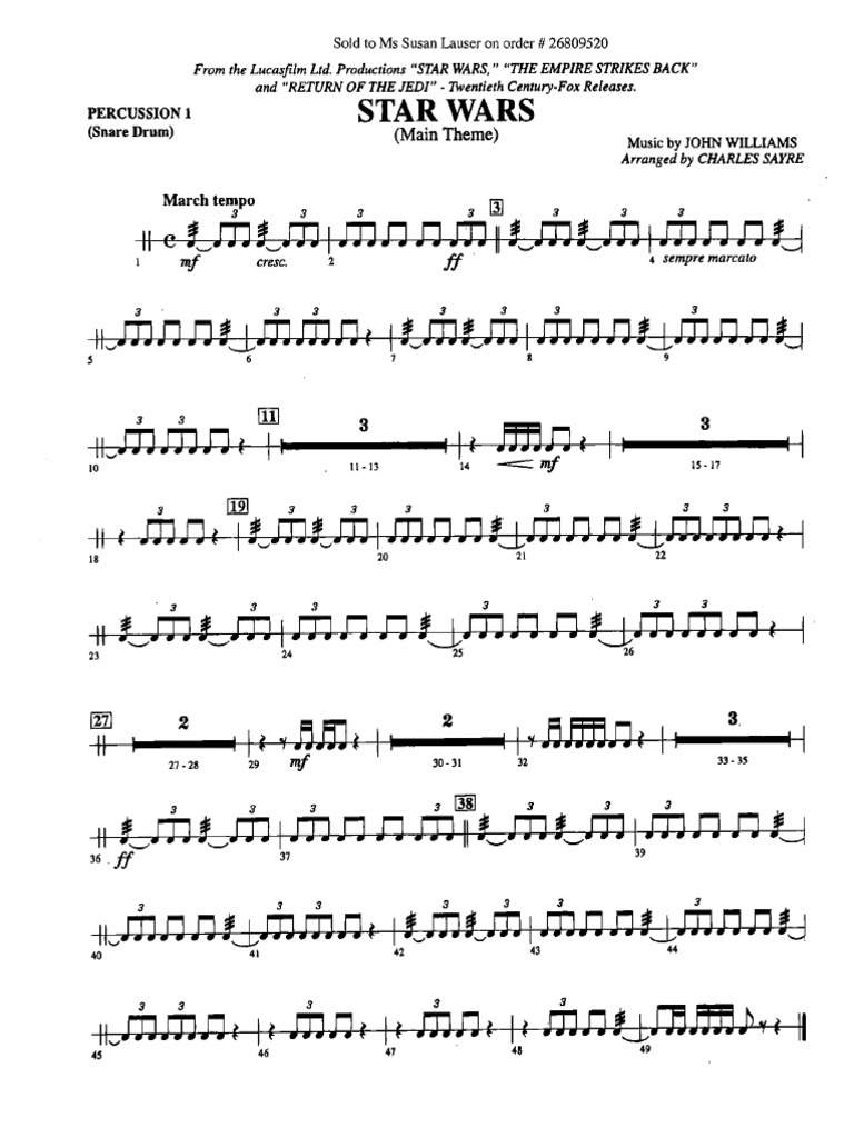 Star Wars Main Theme - Snare Drum | PDF