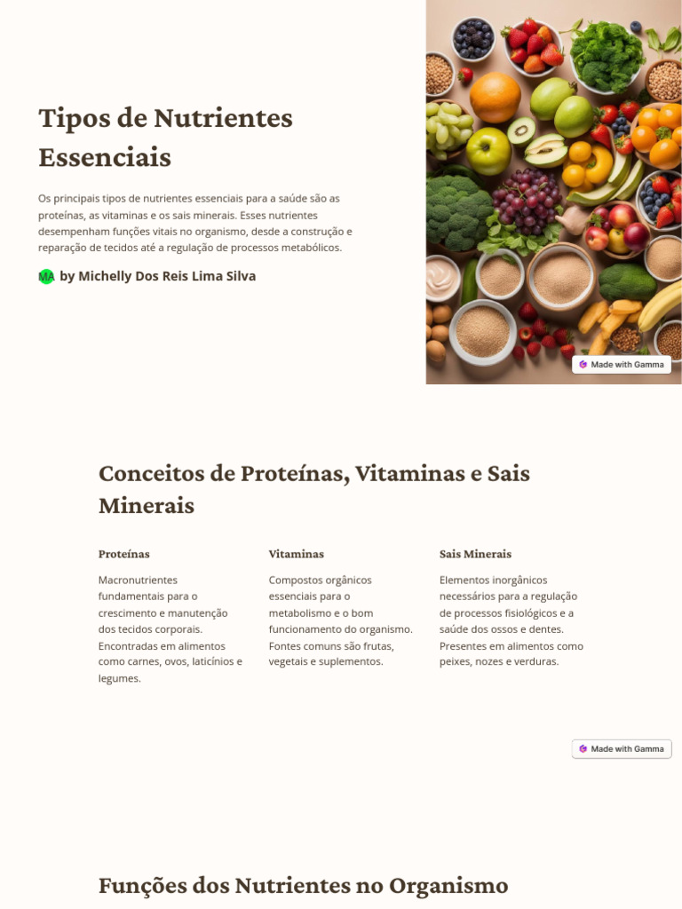 Nutrientes Essenciais e Saúde | PDF | Vitamina | Desnutrição