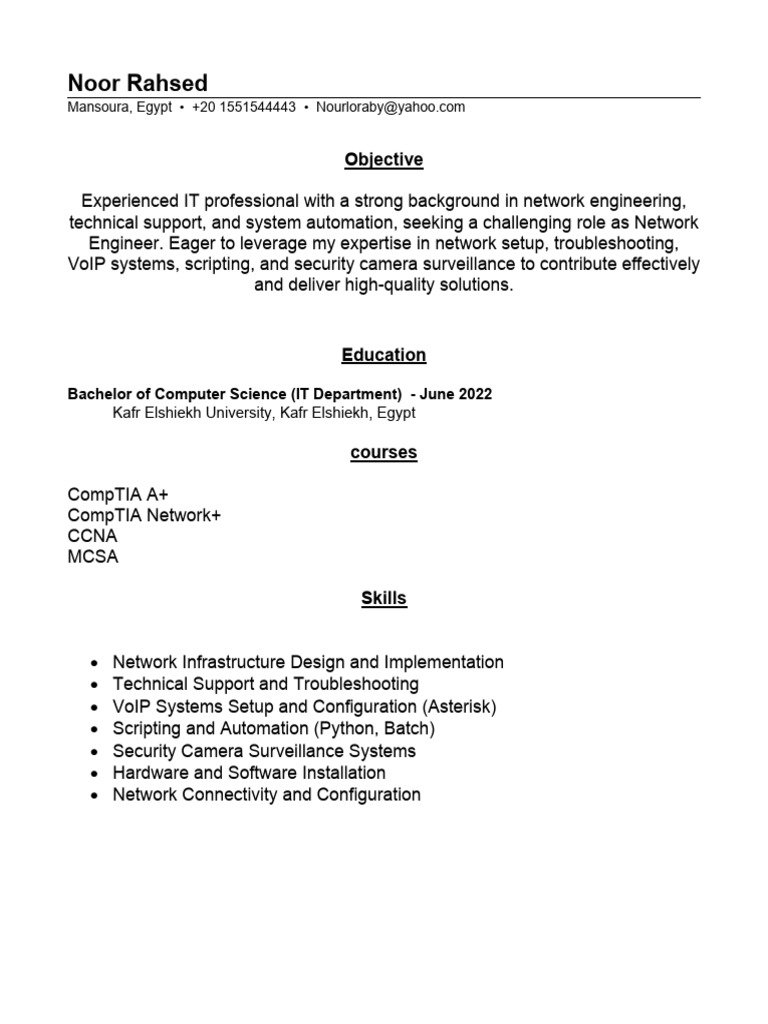 Noor Rahsed: Objective | PDF | Computer Network | Closed Circuit Television