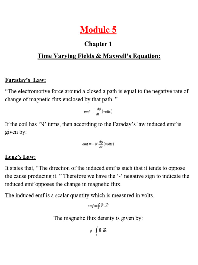 Module 5 Ch1 | PDF | Electromagnetic Induction | Electromagnetic Field