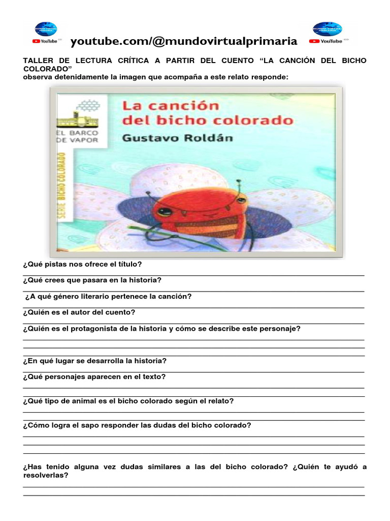 Ejercicio de Lectura Critica a Partir Del Texto La Cancion Del Bicho ...