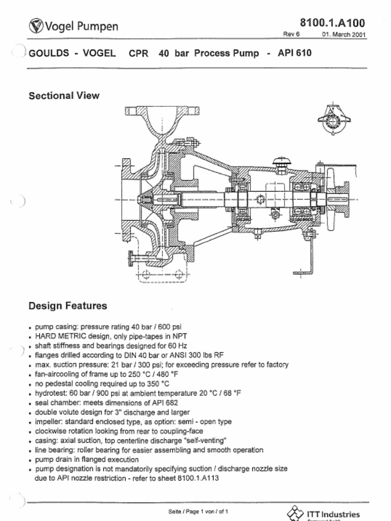 Goulds - Vogel CPR 40 Bar Process Pumps - API 610 | PDF