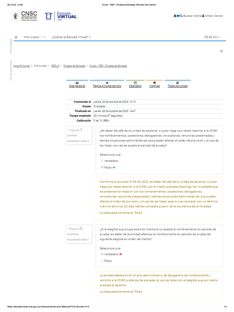 Curso - PEP - Prueba de Entrada - Revisión Del Intento | PDF | Gobierno