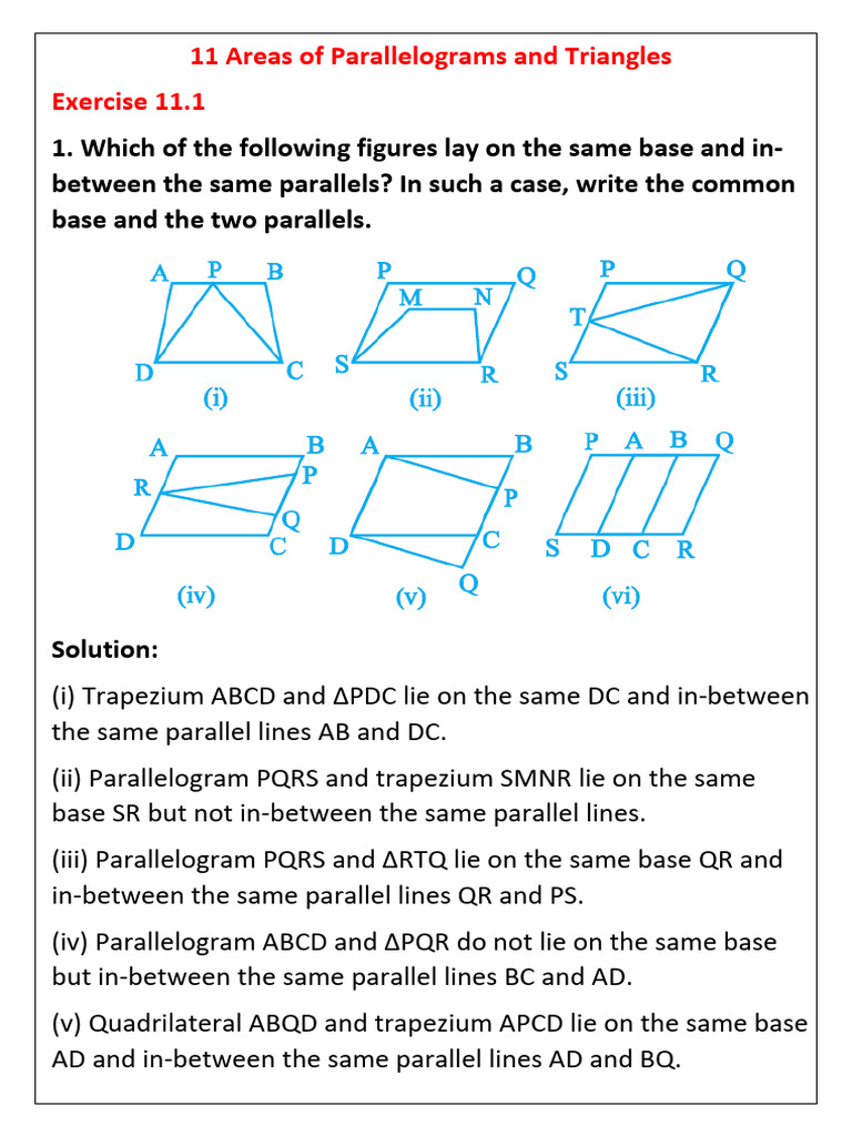 09 KTK - 11 Areas of Parallelograms and Triangles | PDF | Rectangle | Classical Geometry