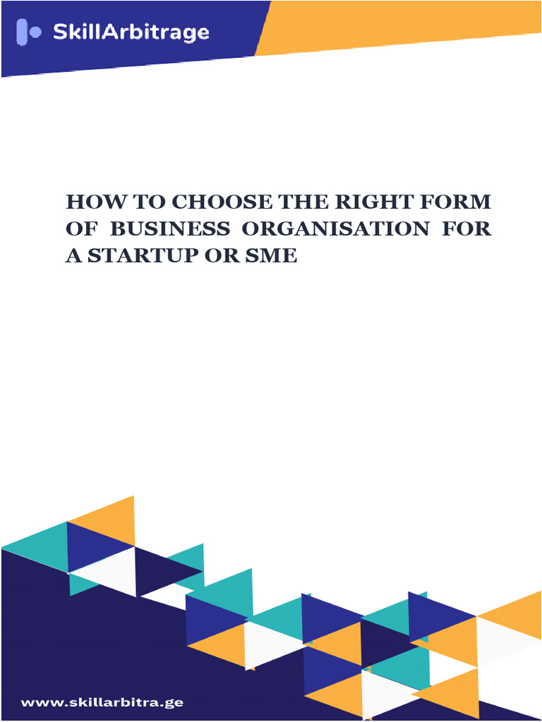 How To Choose The Right Form of Business Organisation For A Startup or ...