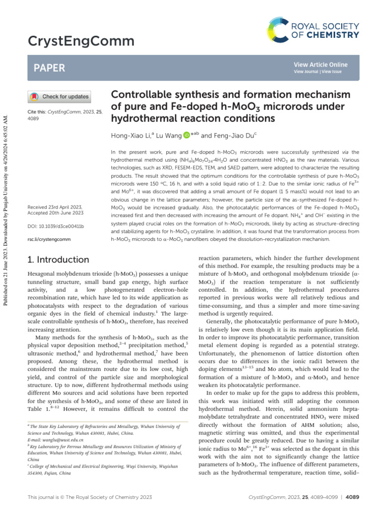 Crystengcomm: Paper | Download Free PDF | Doping (Semiconductor) | X Ray Crystallography