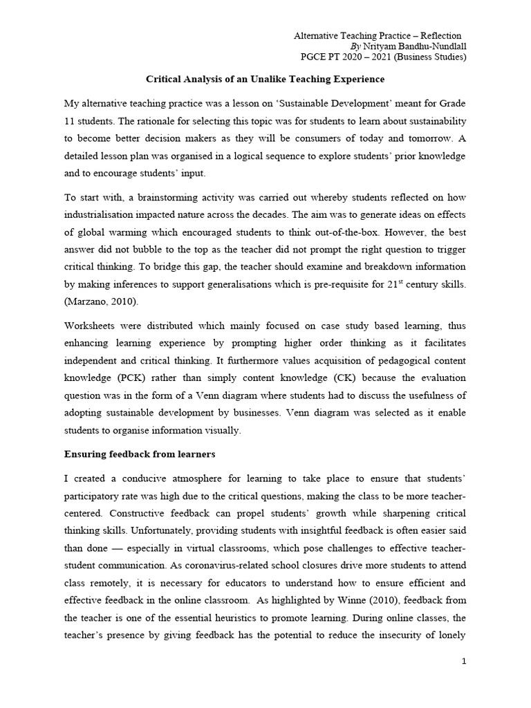 Report On Teaching Practice | PDF | Learning | Teachers