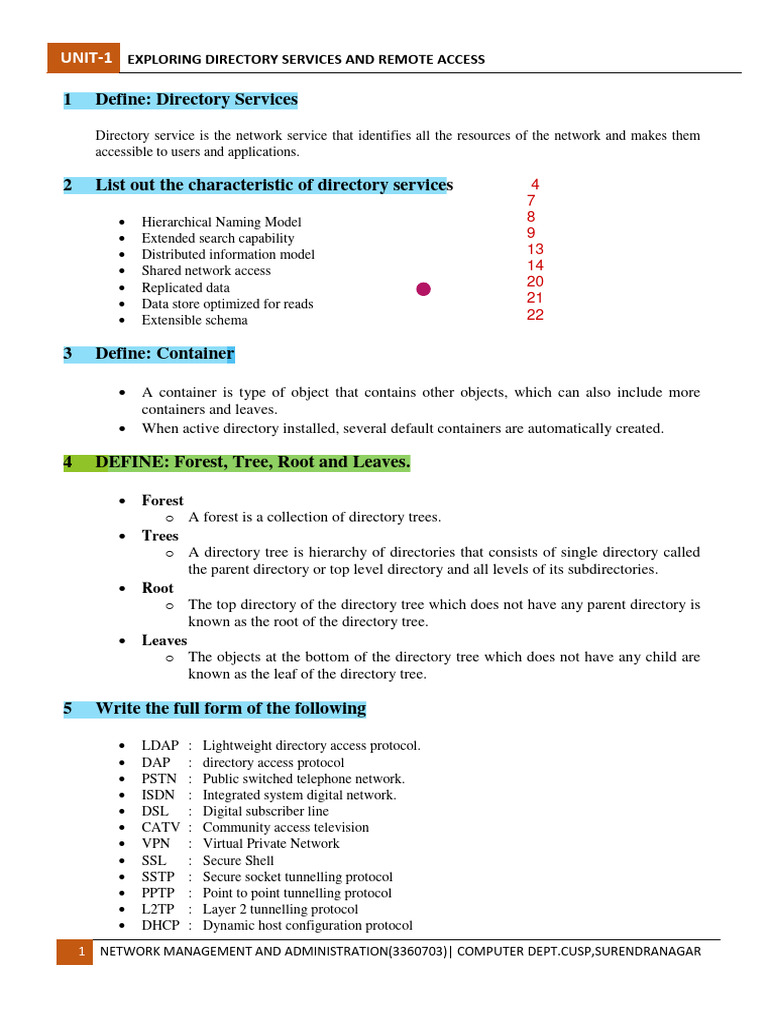 1 Define: Directory Services: UNIT-1 | PDF | Virtual Private Network ...