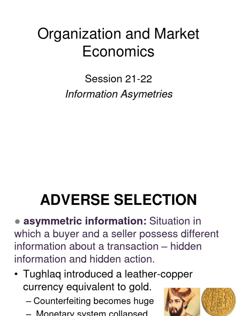 OME 09 Information Asymmetries | PDF | Adverse Selection | Economies