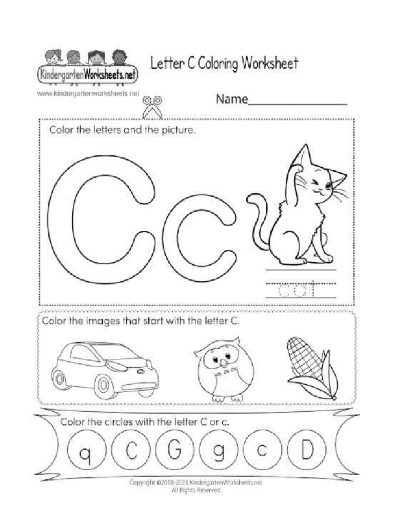 2K letter c d worksheet | PDF
