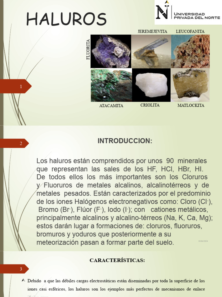 Propiedades y Clasificación de Haluros | PDF | Minerales | Sal (química)