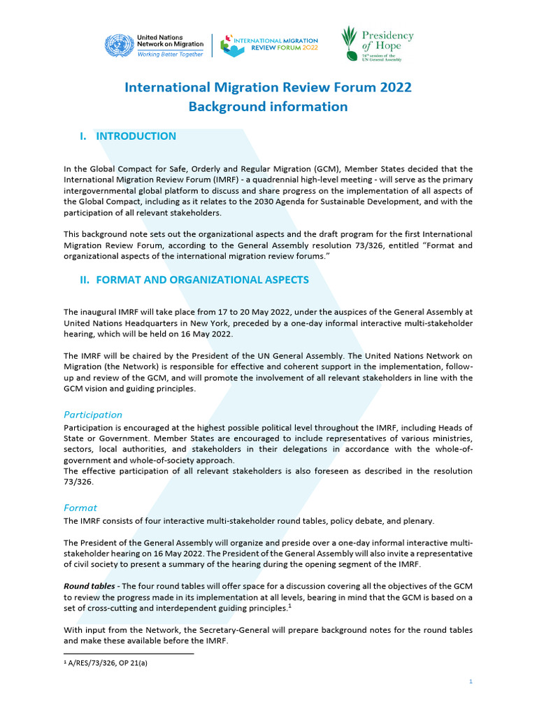 imrf-background-note | PDF | United Nations General Assembly ...