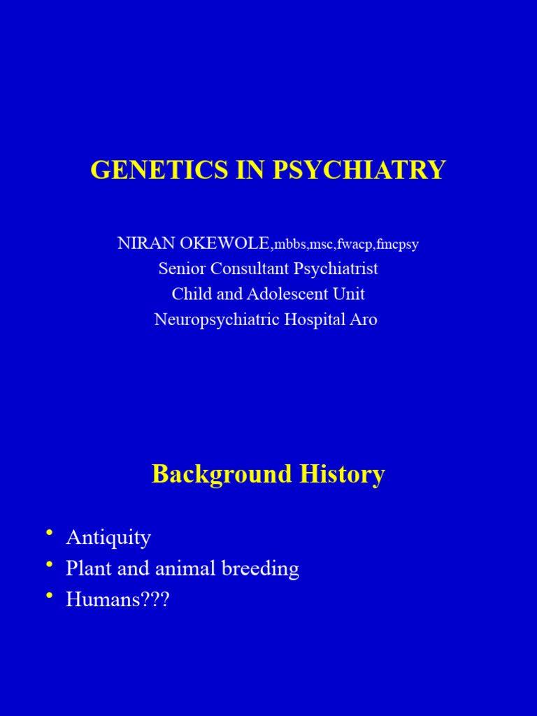 Genetics in Psychiatry Lecture-1 | PDF | Genetic Linkage | Genetics
