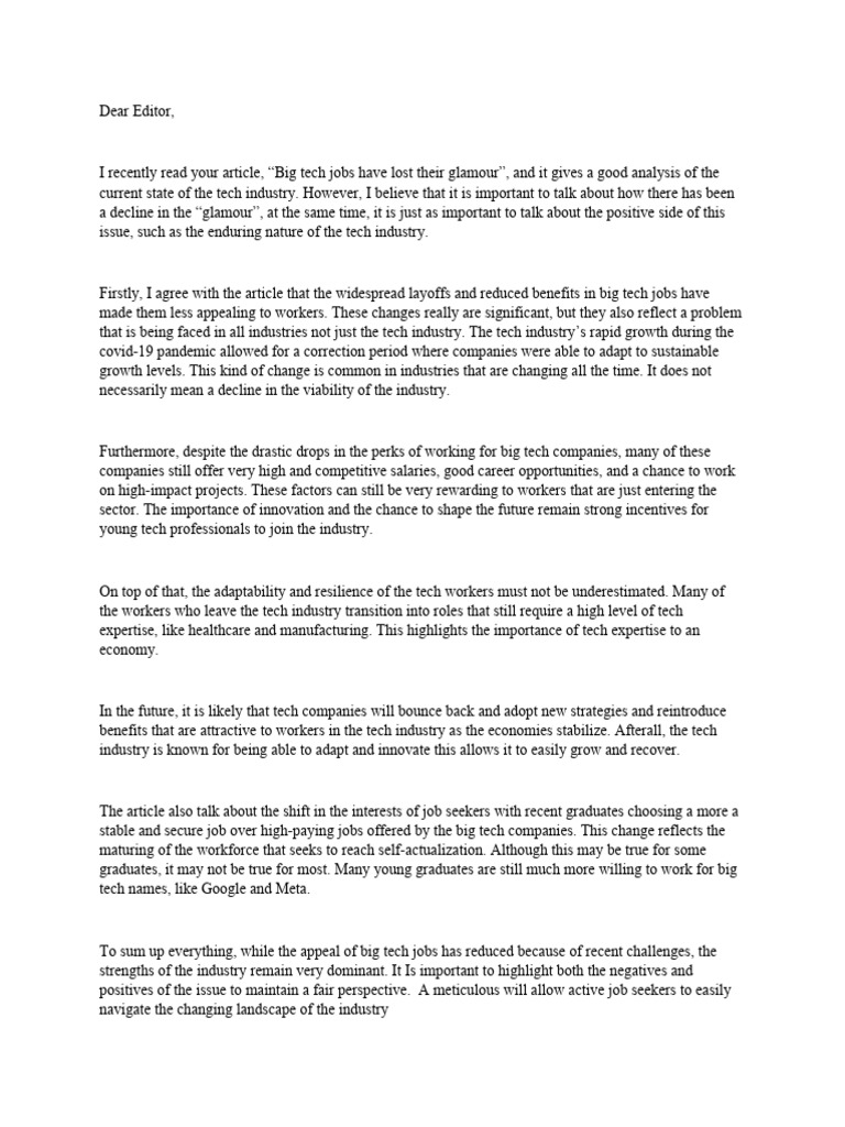 Dear Editor | PDF | Business | Economies