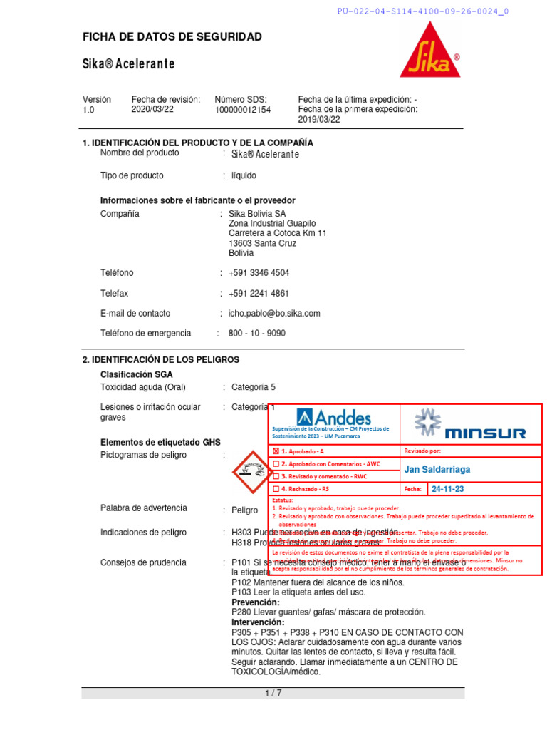 24 FDS - Sika Acelerante | PDF