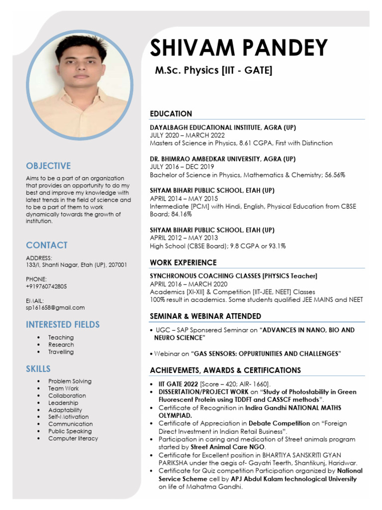 Shivam CV Print | PDF