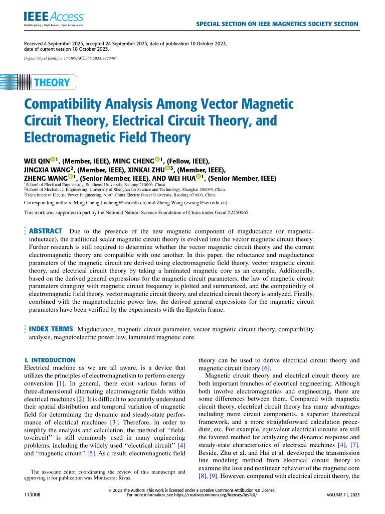 Compatibility Analysis Among Vector Magnetic Circuit Theory Electrical Circuit Theory and ...