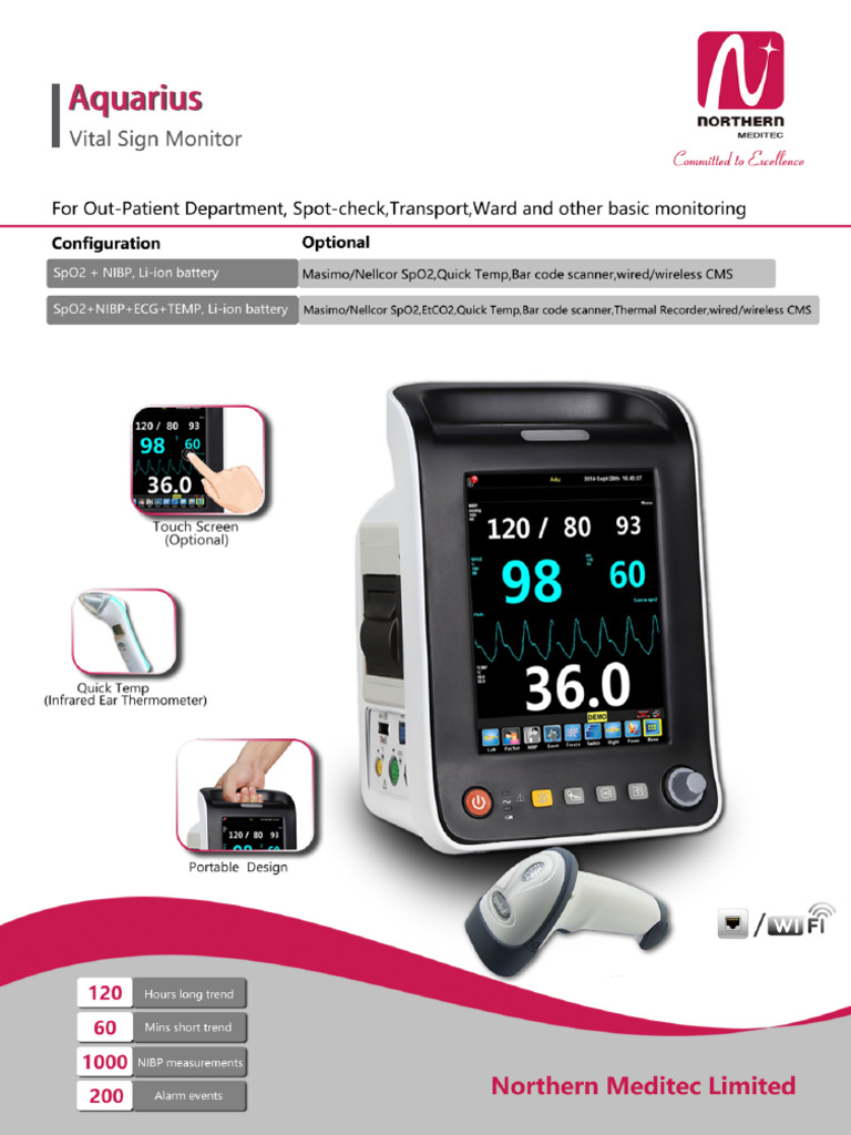 Vital Sign Monitor - Aquarius - Brochure Eng1606 | PDF