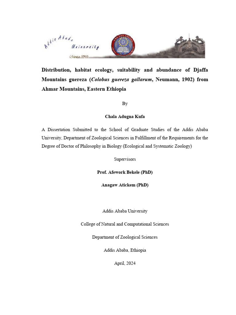 PHD - Dissertation by Chala Adugna - AAU - May16 - 2024 | PDF | Conservation Biology | Ecology