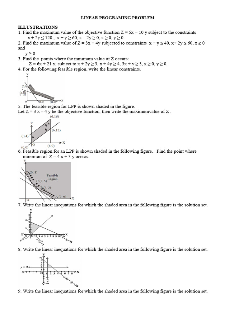 Linear Programing Problem | PDF | Mathematical Optimization | Linear ... Linear Programing Problem | PDF | Mathematical Optimization | Linear ...