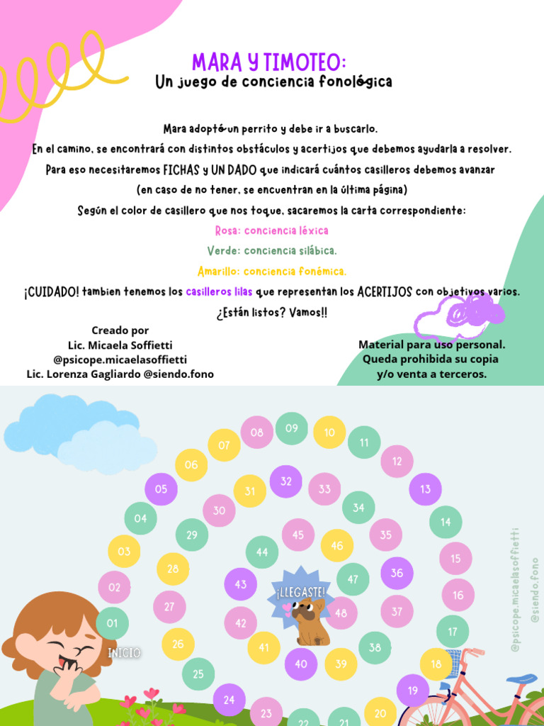 JUEGO CONCIENCIA FONOLÓGICA | PDF