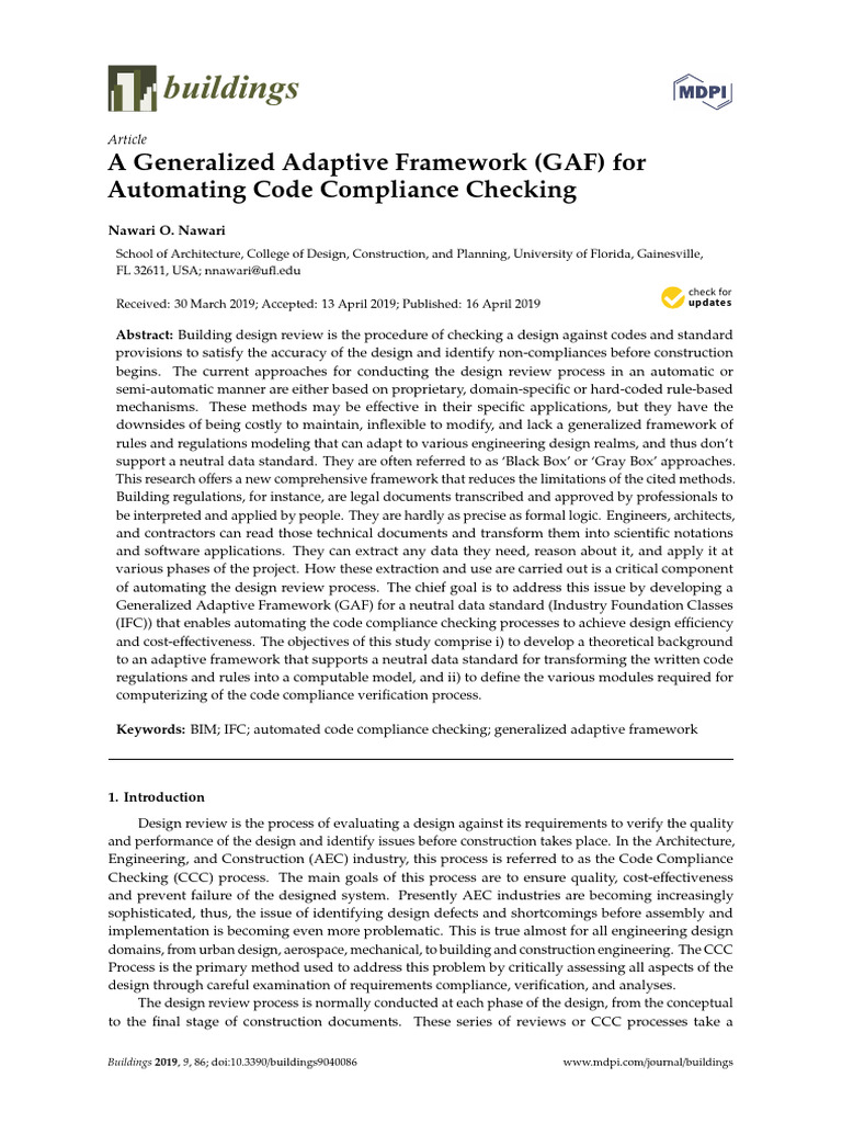 A Generalized Adaptive Framework (GAF) For Automating Code Compliance Checking | PDF | Knowledge ...