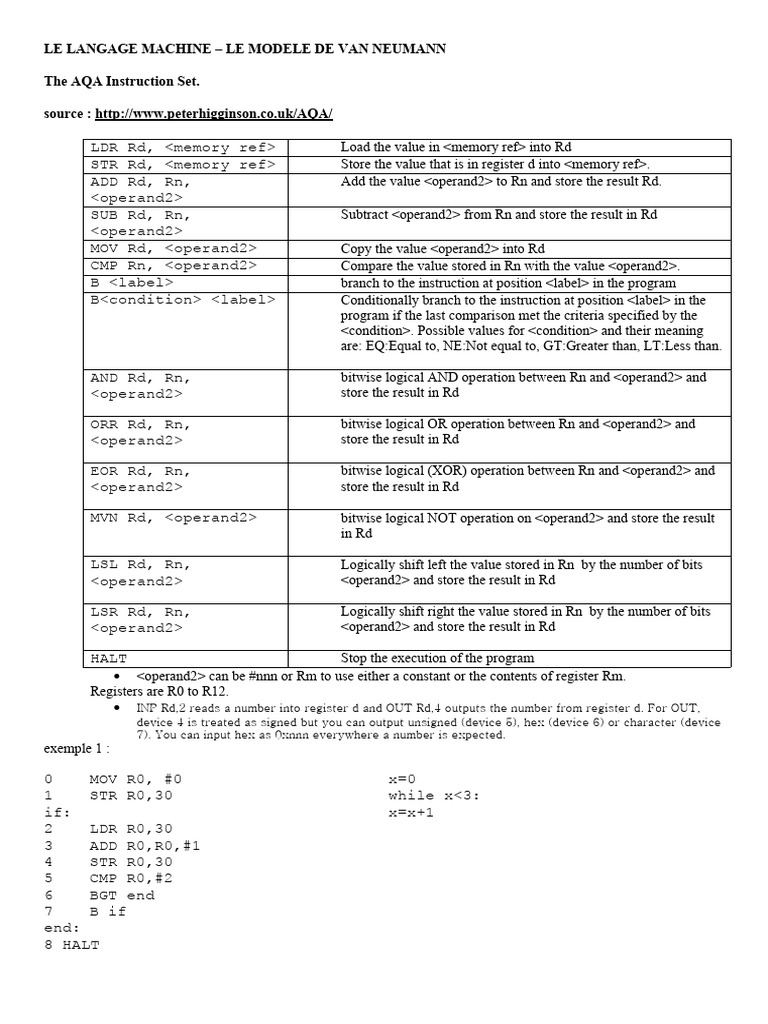 Le Langage Machine | PDF | Computer Architecture | Computer Engineering