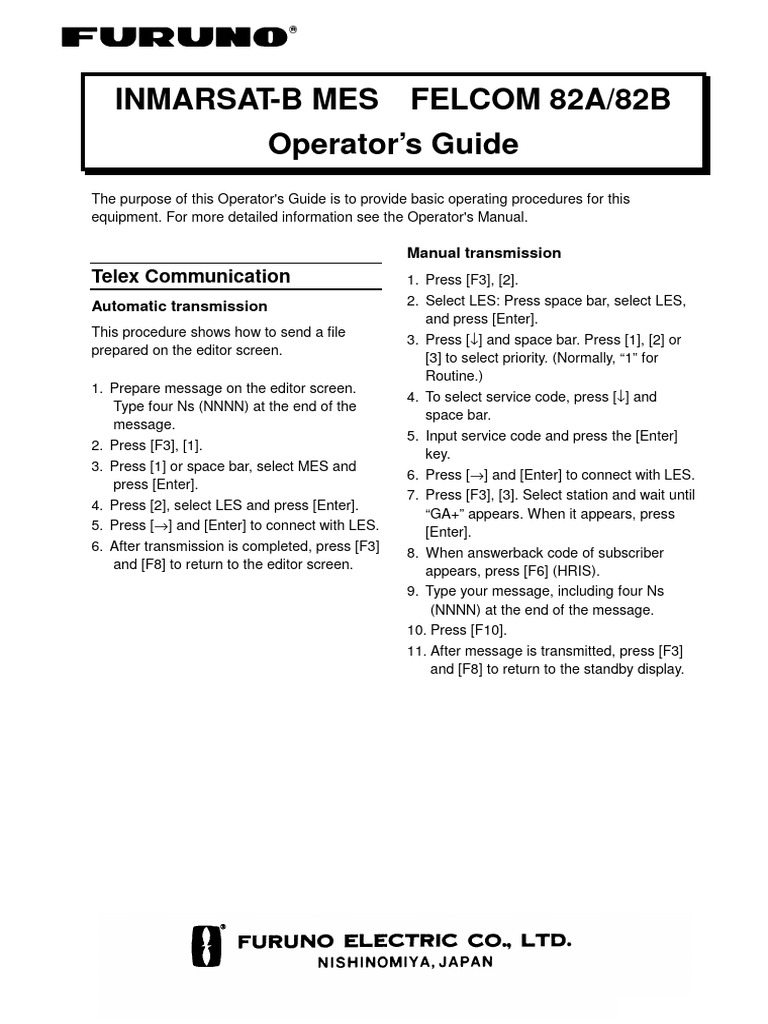 Felcom 82 Operator's Guide | PDF | Telecommunications | Service Industries