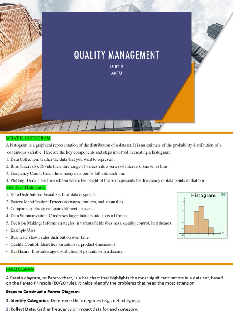 Quality Management UNIT 3 | PDF | Histogram | Sampling (Statistics)