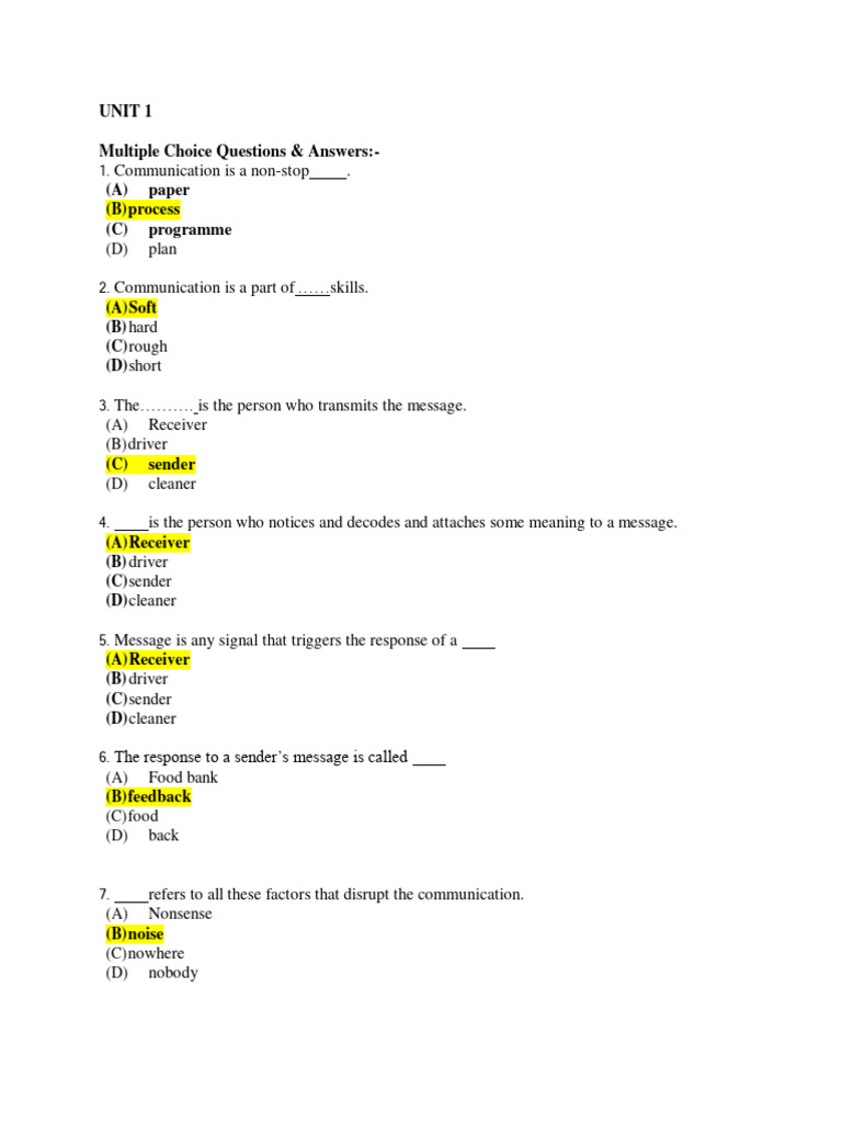 111question Bank - 22ENT106-2023 (AutoRecovered) | PDF | Communication ...