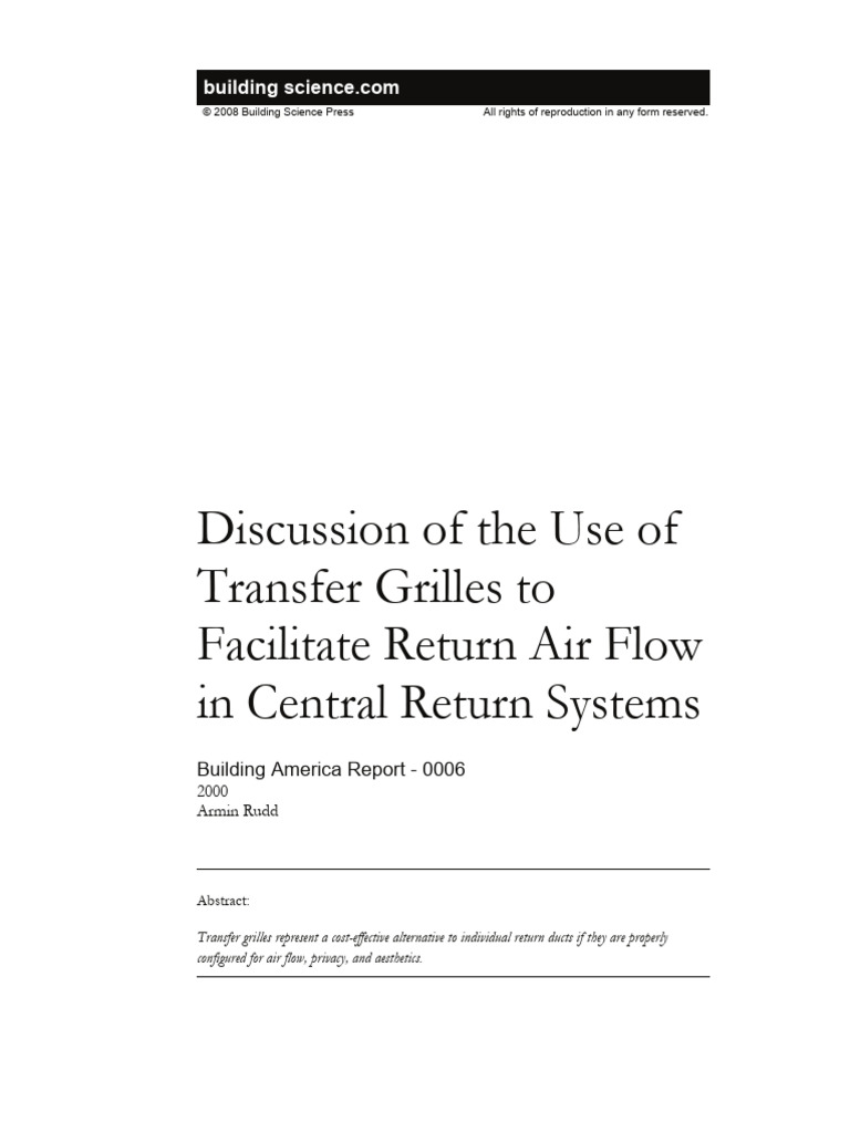 BA-0006 Discuss Transfer Grilles | PDF | Duct (Flow) | Engineering Thermodynamics