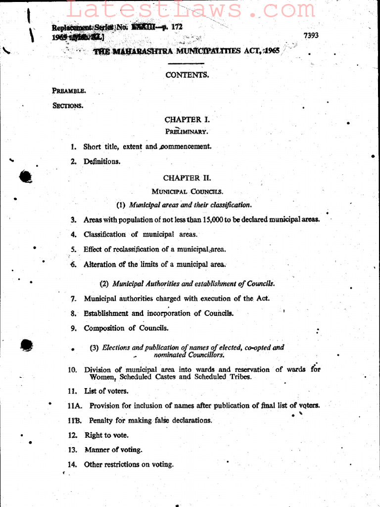 Maharashtra Municipalities Act, 1965 | PDF
