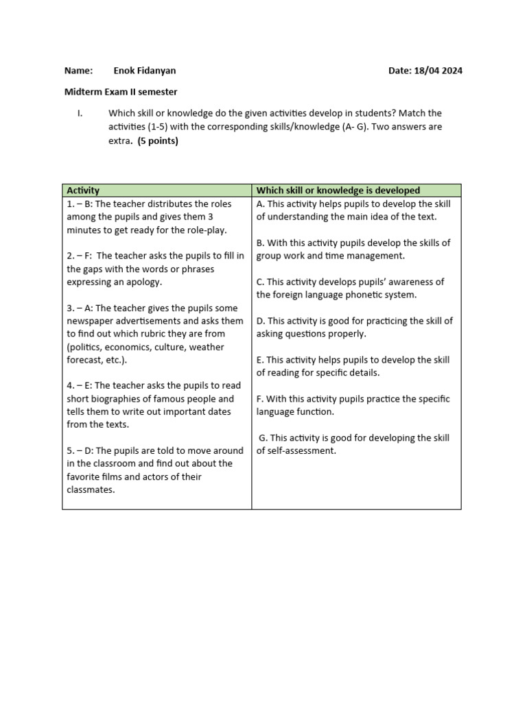 Mid Term Exam II Semester | Download Free PDF | Essays | Writing