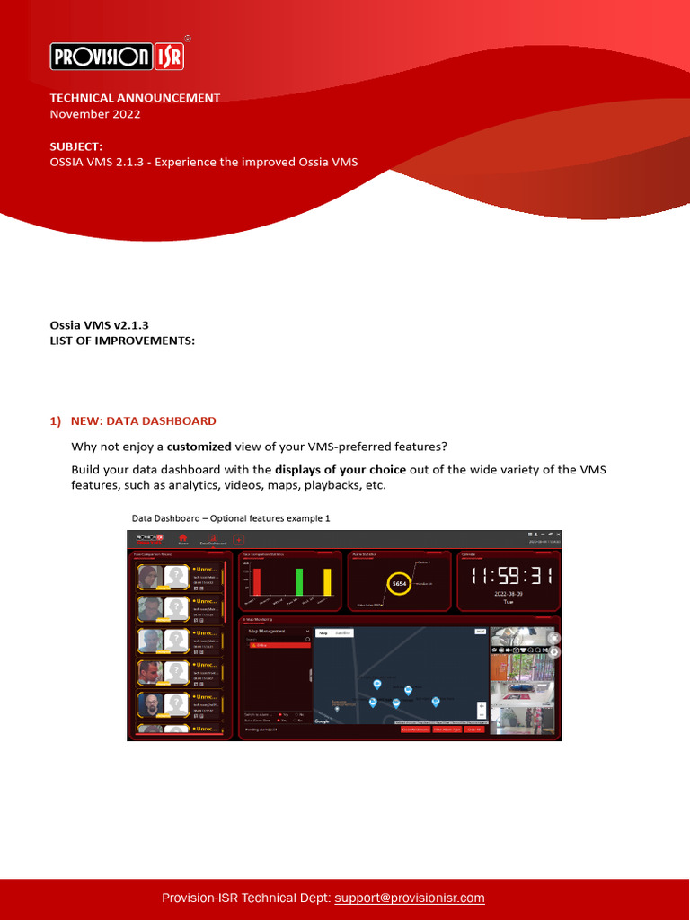 Ossia VMS v2.1.3 Features Overview | PDF | Analytics | Digital Technology