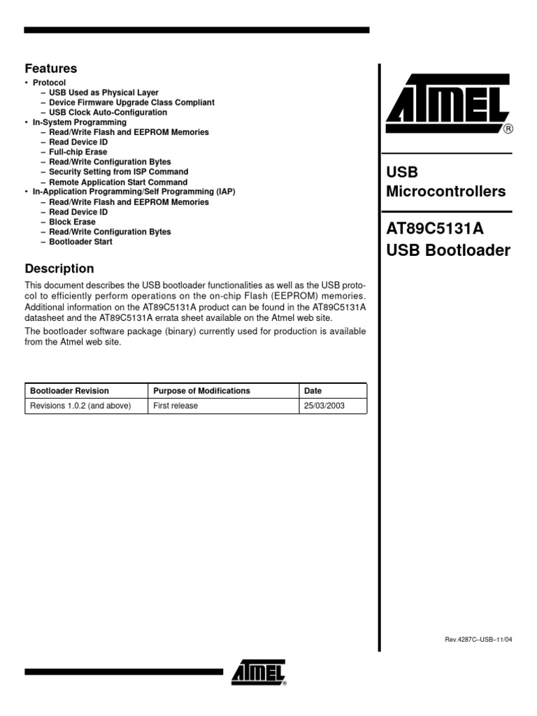 AT89C5131 USB Bootloader | PDF | Booting | Flash Memory
