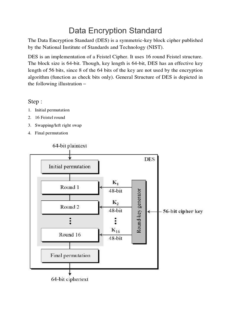 Data Encryption Standard | Download Free PDF | Cryptography | Encryption Data Encryption Standard | Download Free PDF | Cryptography | Encryption