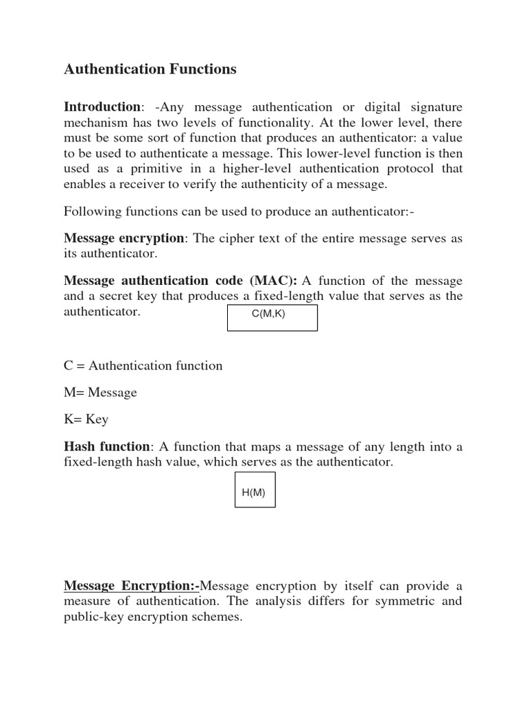 Authentication Functions | PDF | Cryptography | Encryption Authentication Functions | PDF | Cryptography | Encryption
