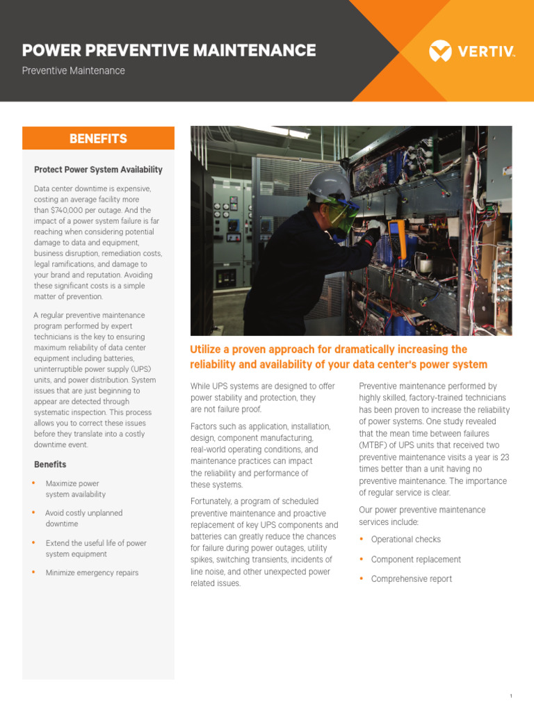 Power Preventive Maintenance Data Sheet | PDF | Reliability Engineering ...