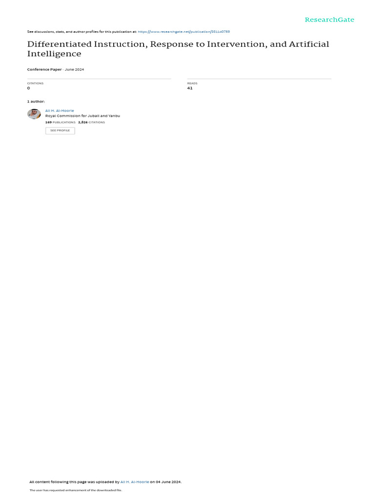 Differentiated Instruction, Response To Intervention, and Artificial ...