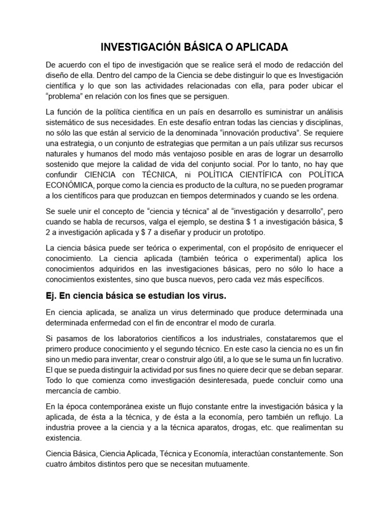 Ejemplo de Una Investigacion Cientifica Basica Aplicada | PDF | Science | Investigación y desarrollo