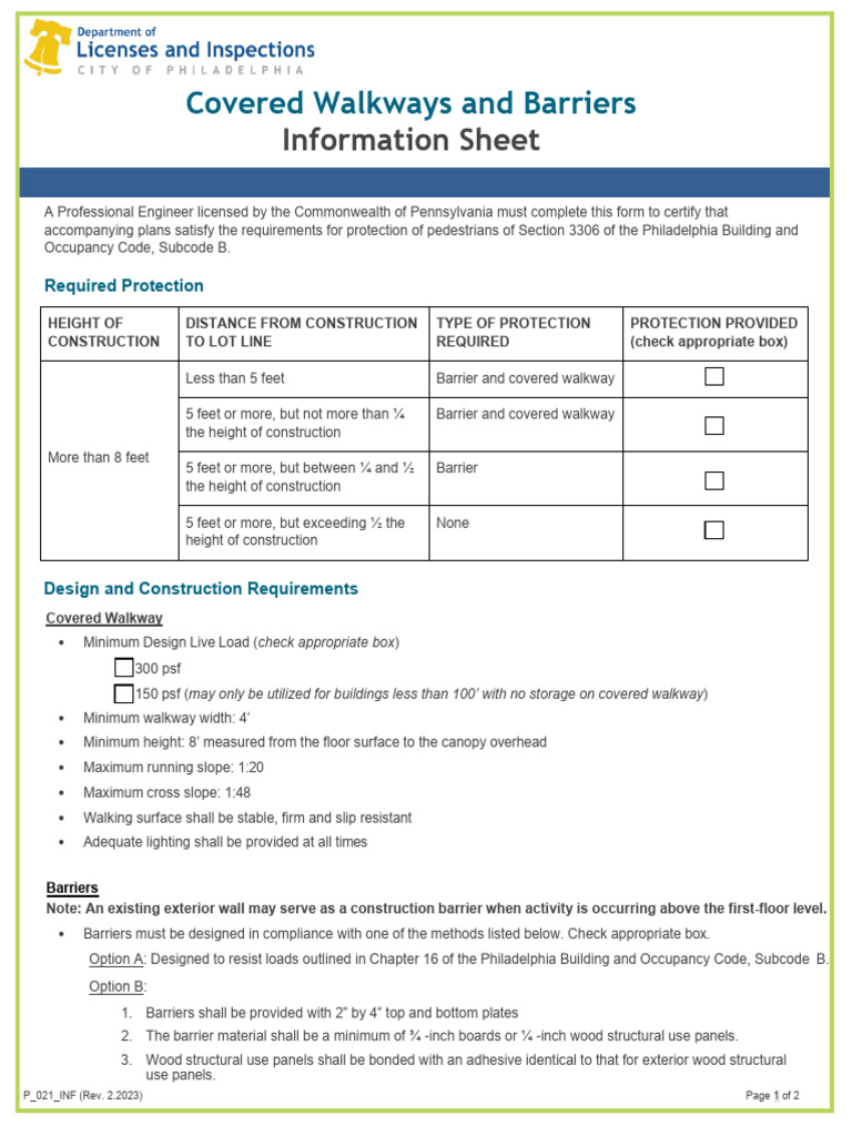 P 021 INF Covered Walkways and Barriers Information Sheet Rev 2.14.2023 ...