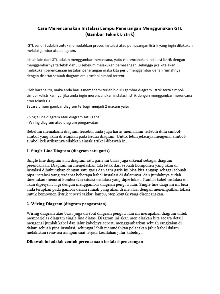 Cara Merencanakan Instalasi Lampu Penerangan Menggunakan GTL | PDF