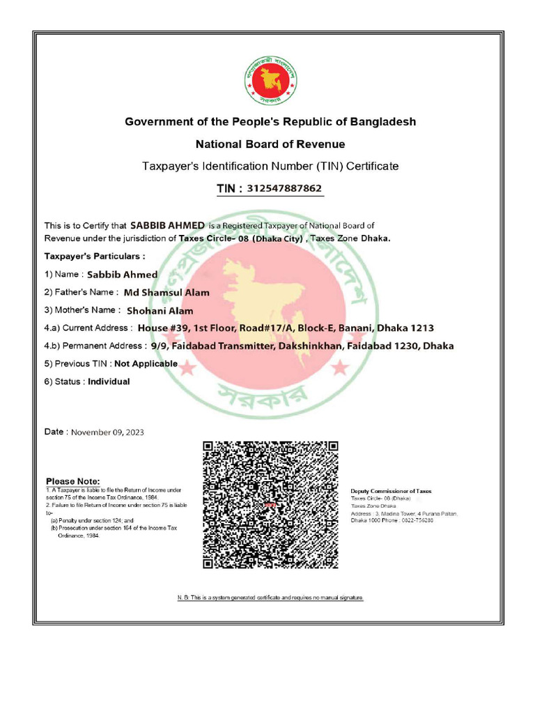 Tin Certificate | PDF