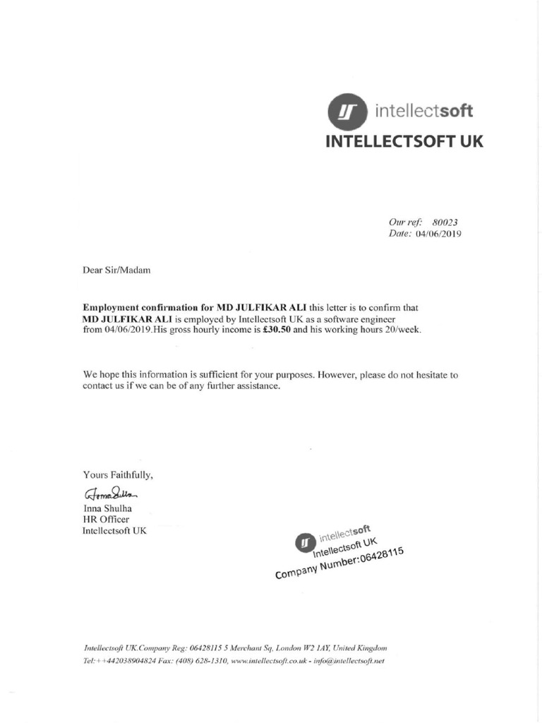 Employment Letter | PDF
