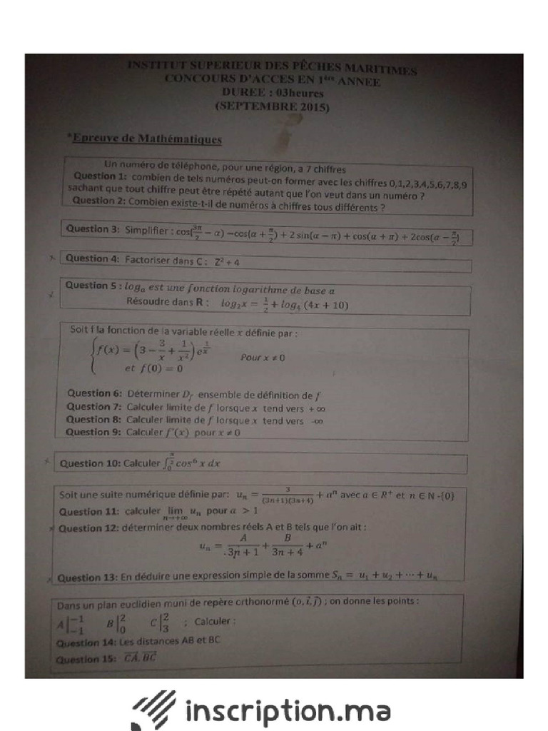 Exemple de Concours ISPM | PDF