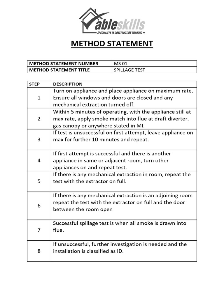 Method Statement 1 | PDF