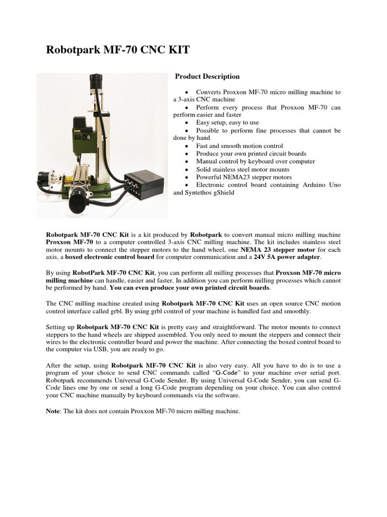 Robotpark MF 70 CNC Kit Install EN | PDF | Numerical Control | Computer Science
