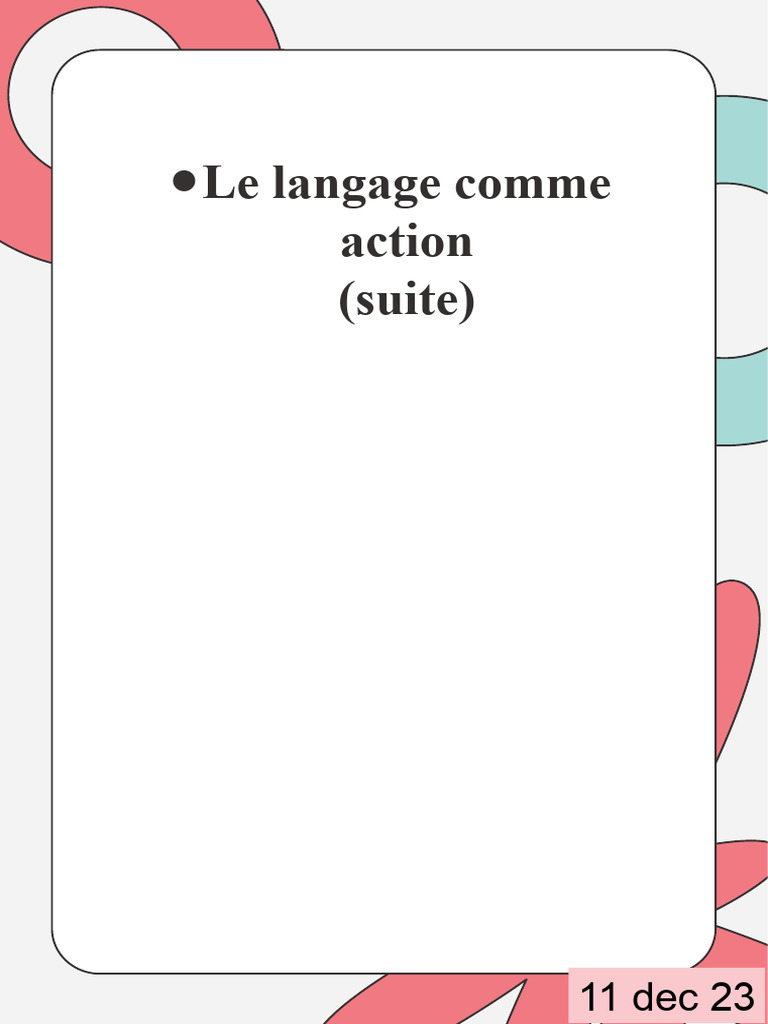Théorie de l'énonciation et actes de discours | PDF | Discours ...