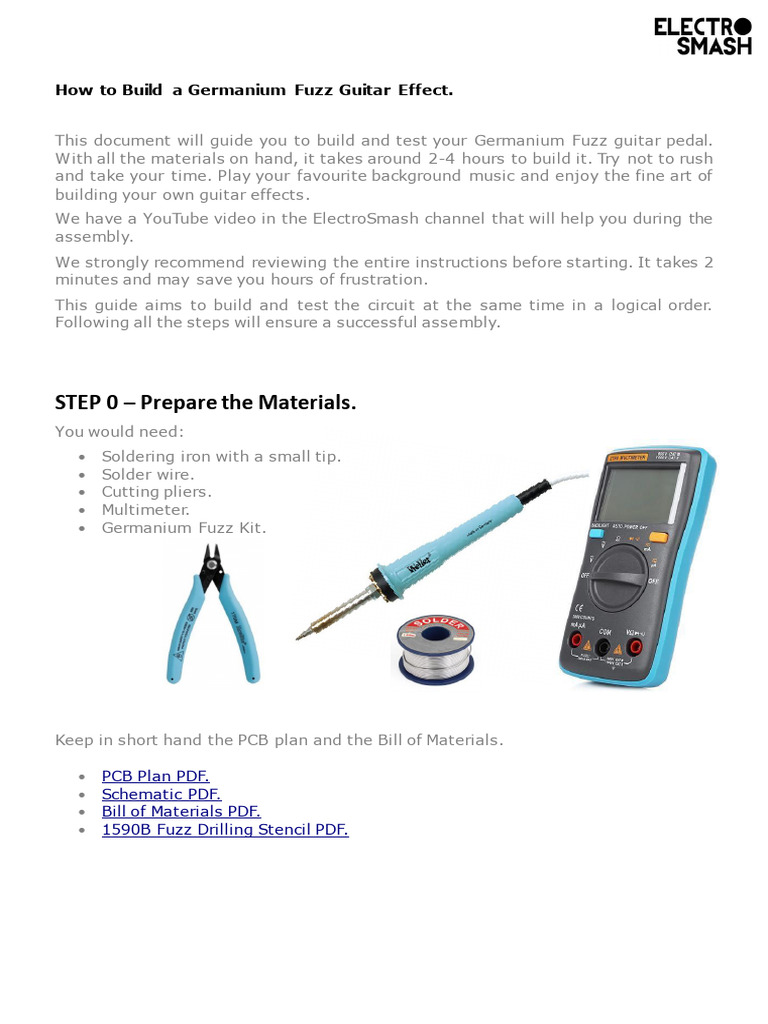 Germanium Fuzz Assembly Guide ElectroSmash | PDF | Printed Circuit ...